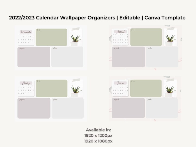 2022 2023 Calendar Desktop Wallpaper Organizers Folder - Etsy