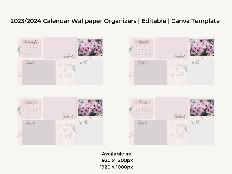 2023 2024 Calendar Desktop Wallpaper Organizers Folder - Etsy Australia