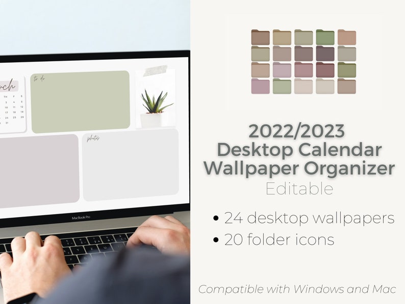 2022 2023 Calendar Desktop Wallpaper Organizers Folder - Etsy