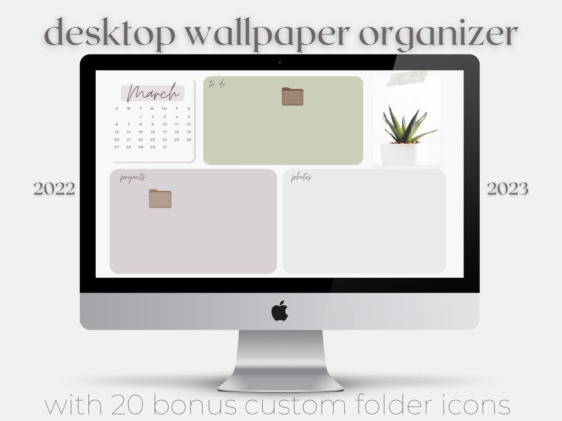 2022 2023 Calendar Desktop Wallpaper Organizers Folder - Etsy