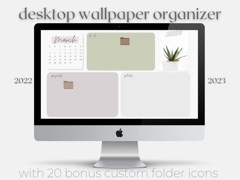 2022 2023 Calendar Desktop Wallpaper Organizers Folder - Etsy