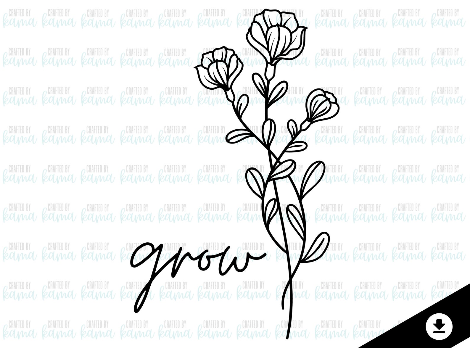 Grow and Flower SVG Flower SVG Simple Flower SVG Minimalist Svg Cute ...