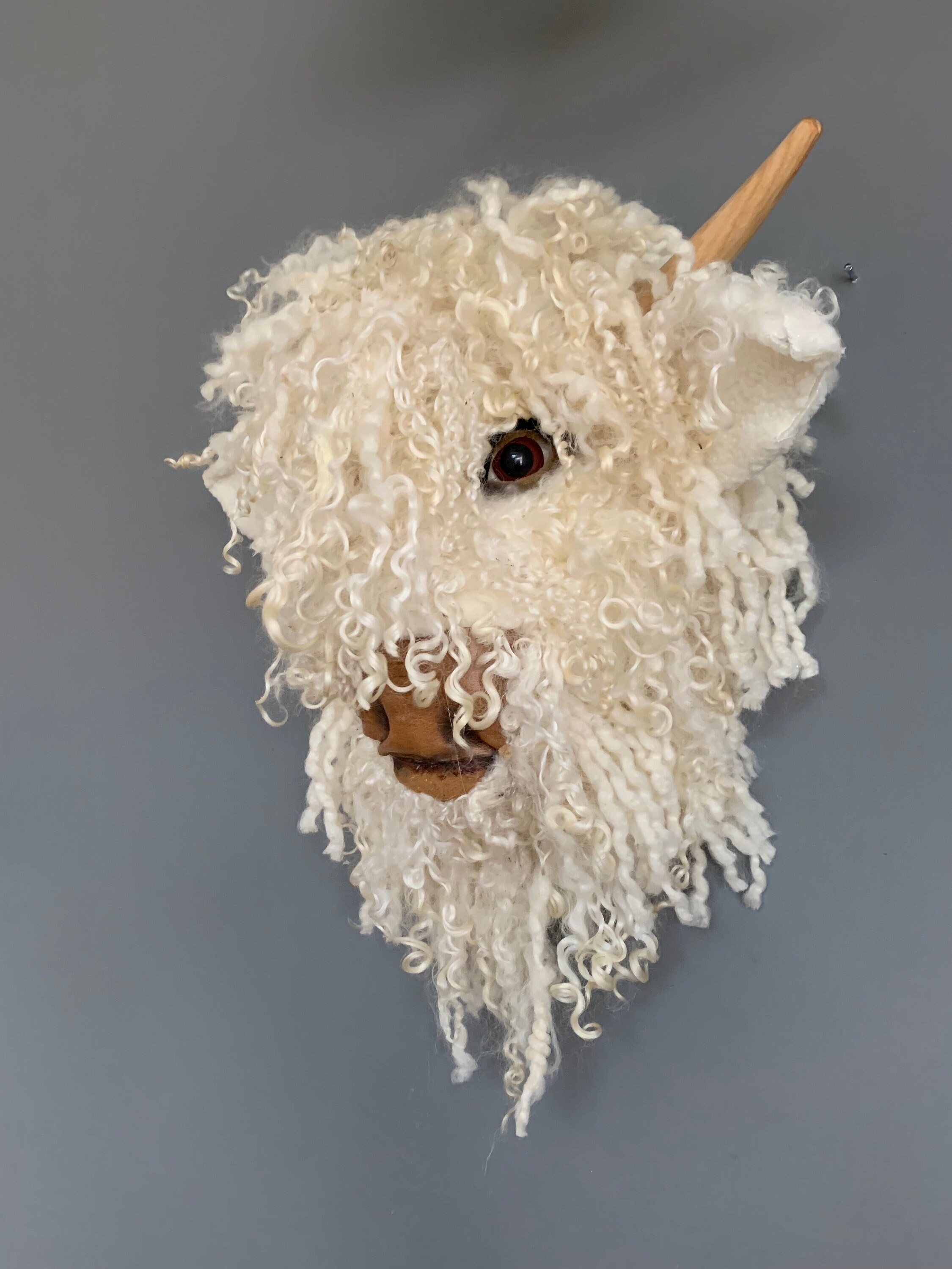 Baby Highland Cow Leather Nose Bull Head, Hand Carved Horns Natural ...