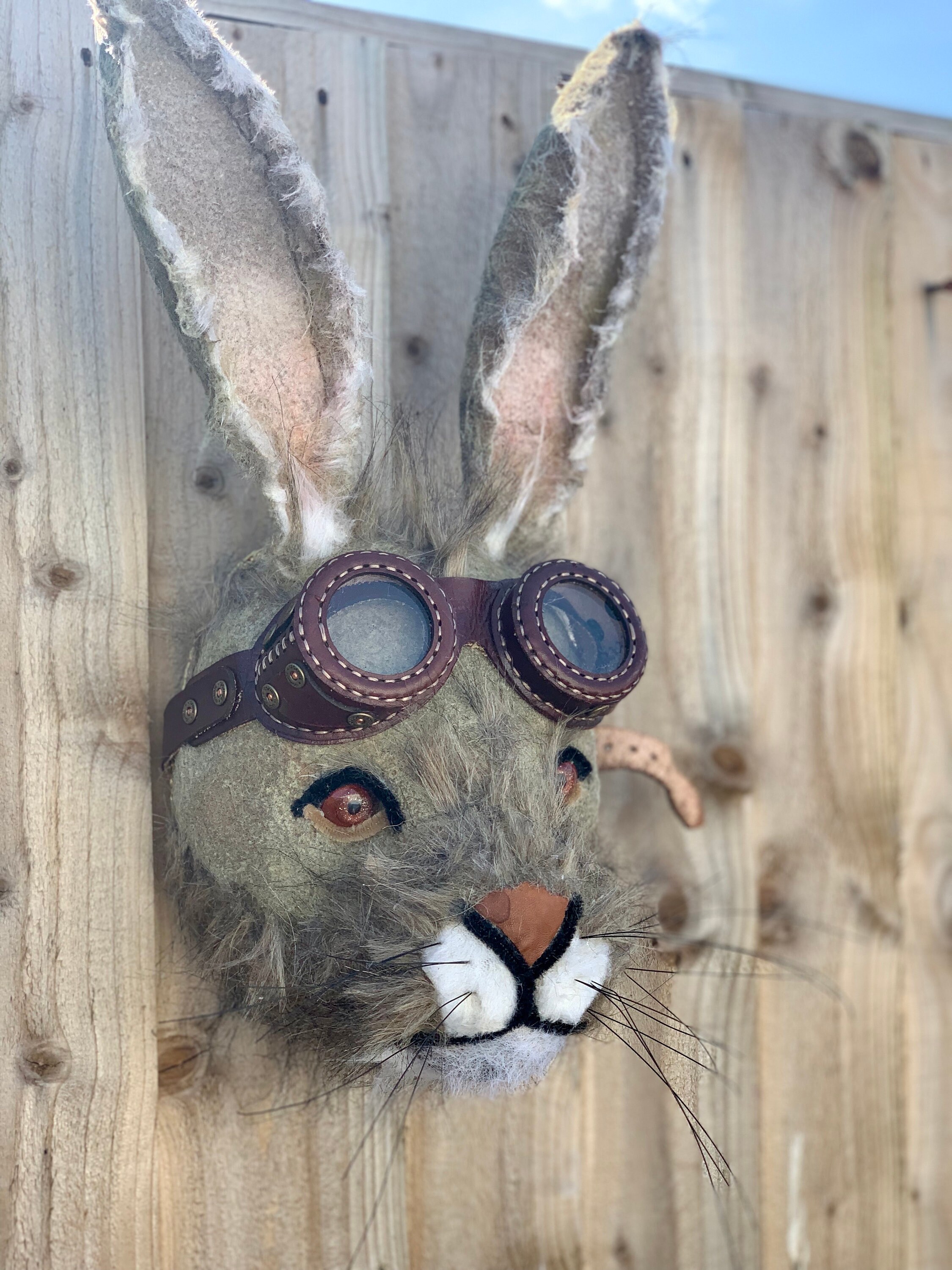 Vintage Biker Hare With Leather Googles Character Countryside Animal ...