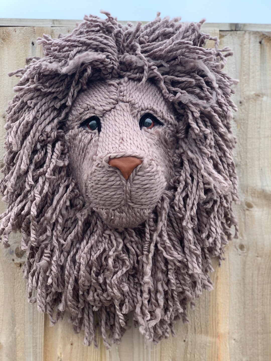 Lion Big Woolley Lion Head Handmade With Tweed Colour Wool Striking on ...