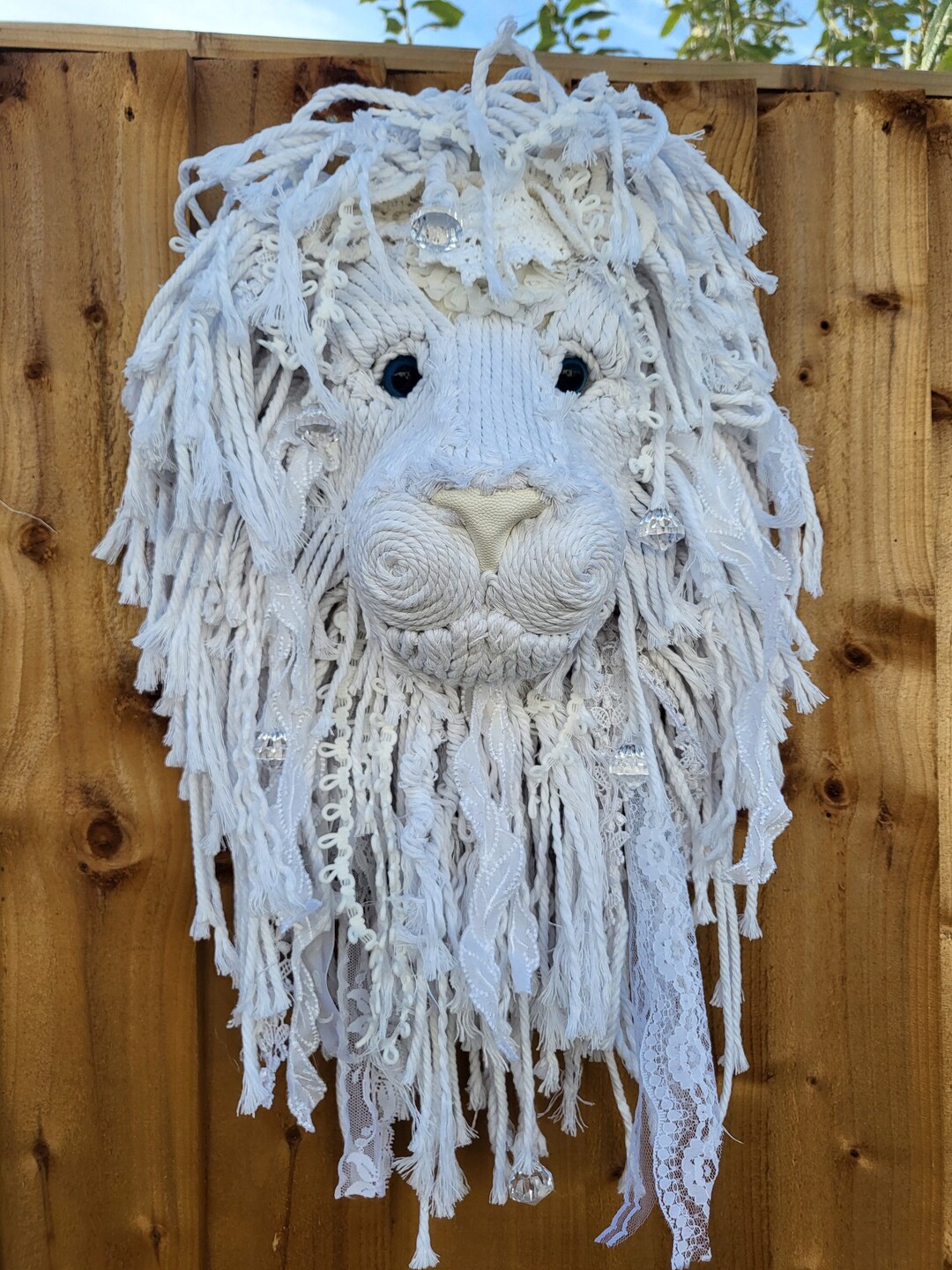 White Lion Wall Art Light Weight Lace and Crystal Nursery Baby - Etsy