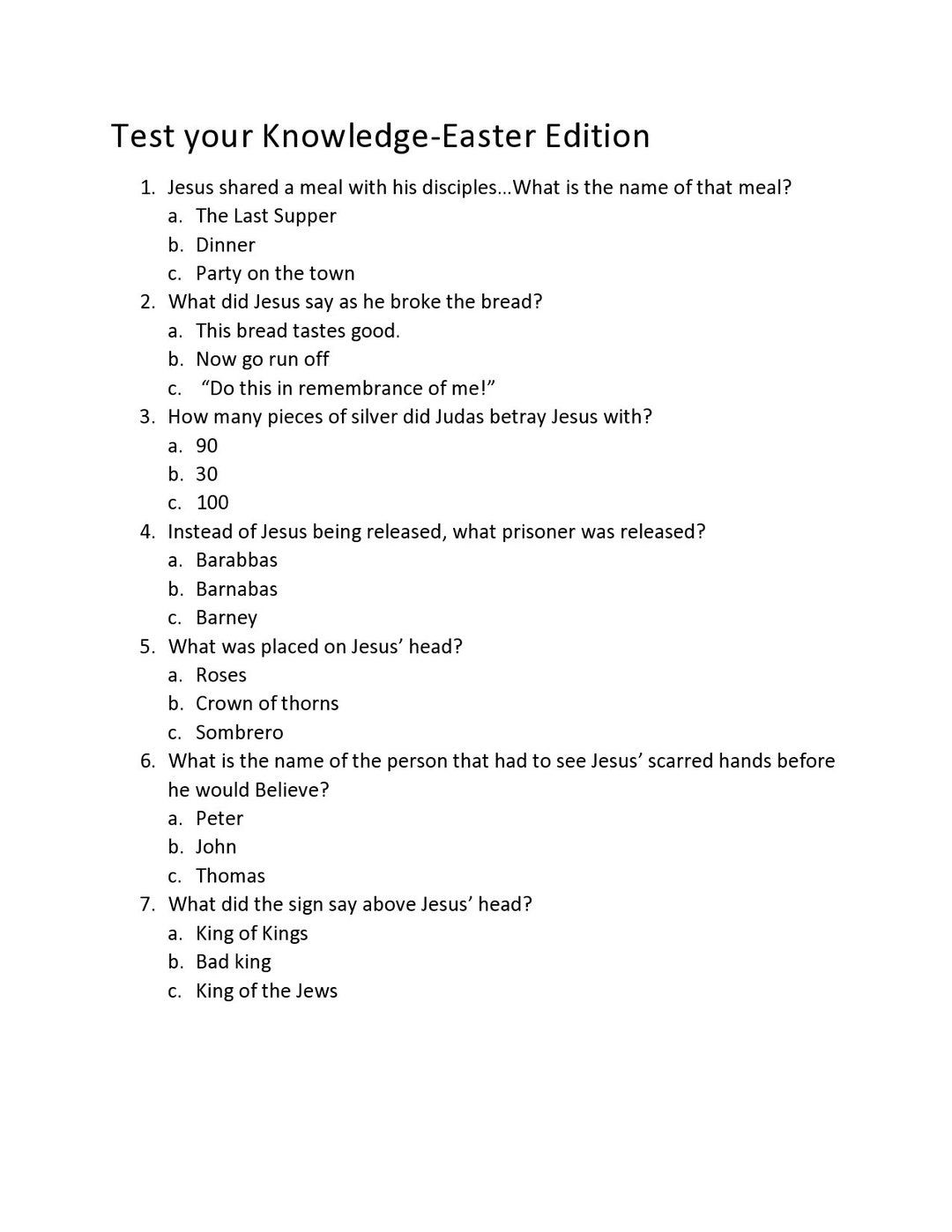Easter-test Your Knowledge - Etsy