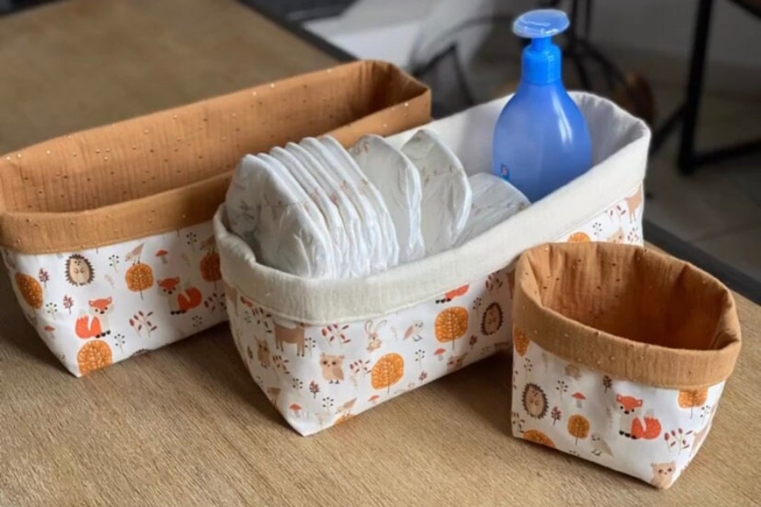 Panier personnalisé/Panier à lingettes lavables /Panier table à langer ...