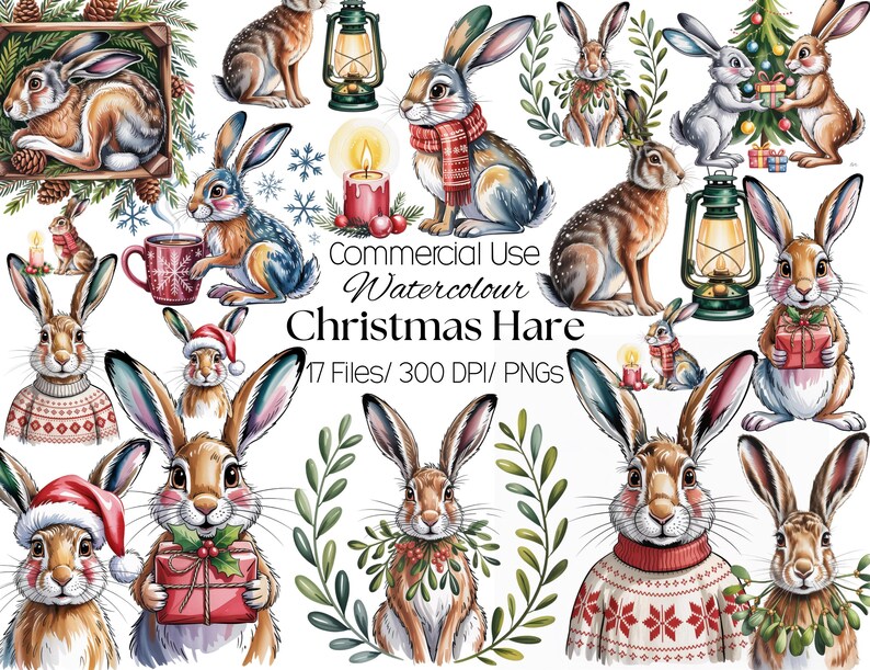 Christmas Clipart Bundle | 444+ Clip Art Watercolor Pngs | Mega ...