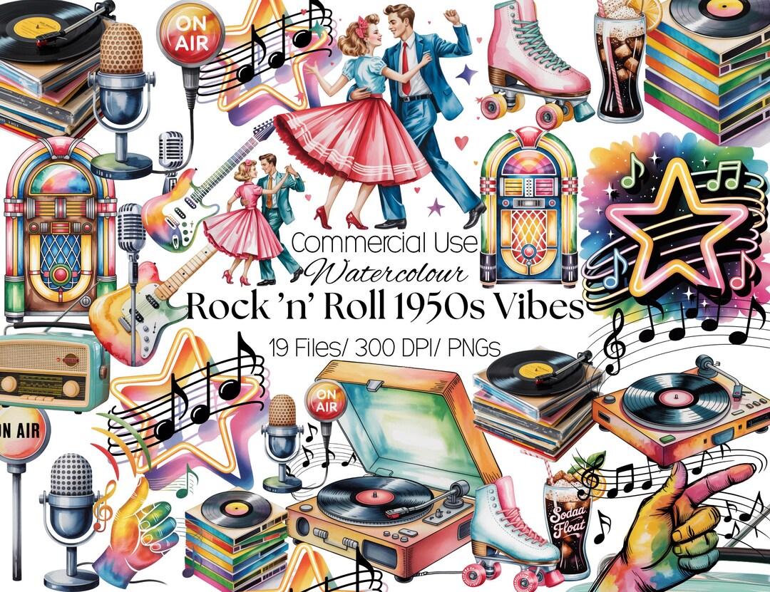 19 Rock ’n’ Roll 1950s Vibes Clip Art - Mshiheart - Etsy
