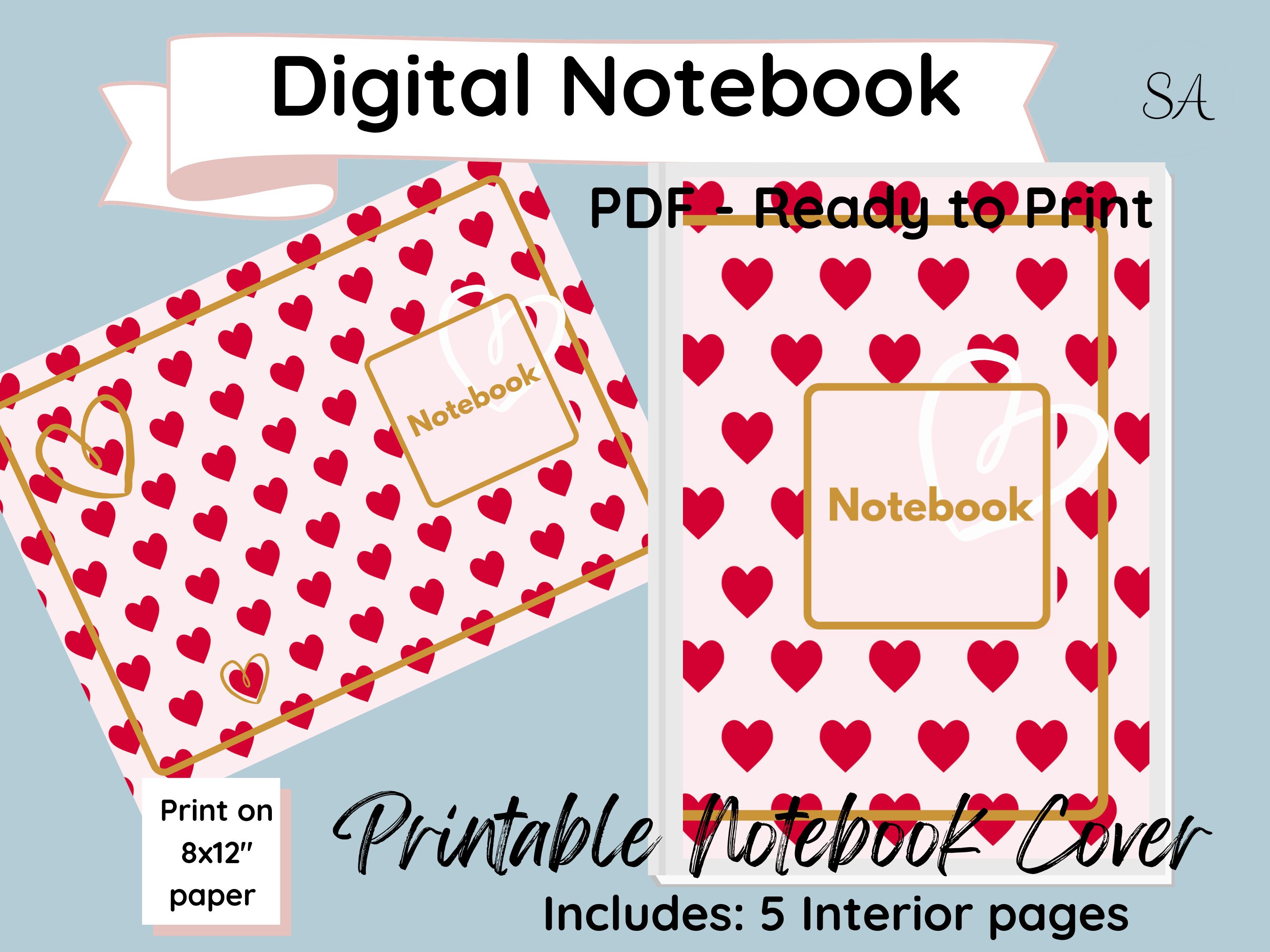 Printable Notebook Cover Digital Note Cover Digital Notebook Cover iPad ...