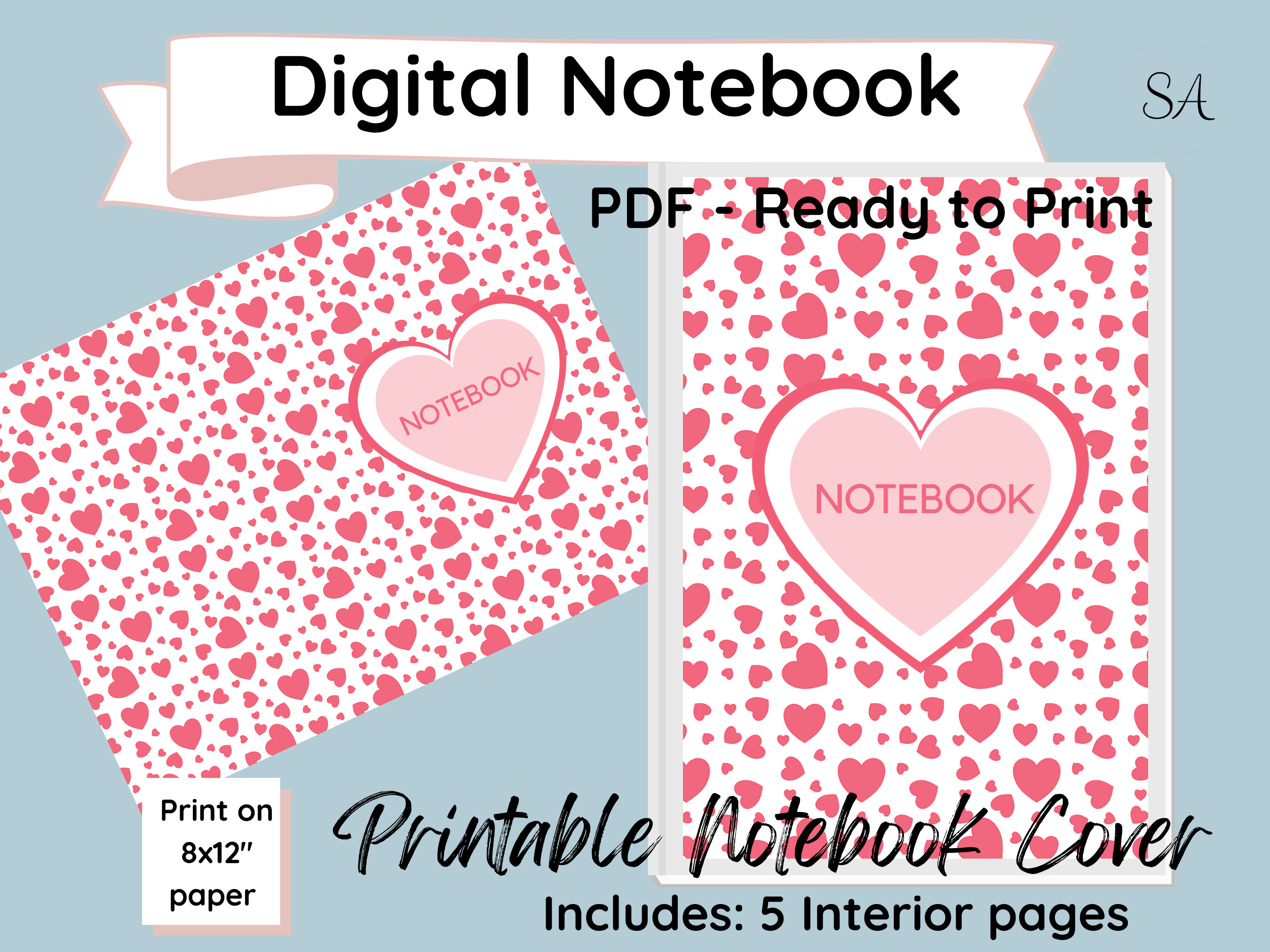 Printable Notebook Cover | Digital Note Cover | Digital Notebook Cover ...