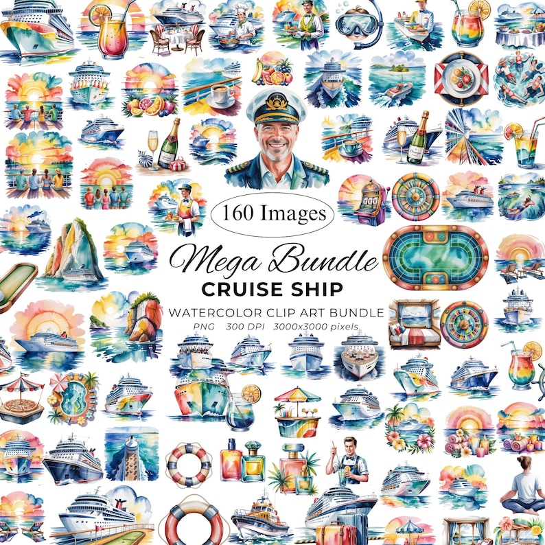 Cruise Ship Clipart Mega Bundle | Ocean Liner PNG | Travel Vacation ...