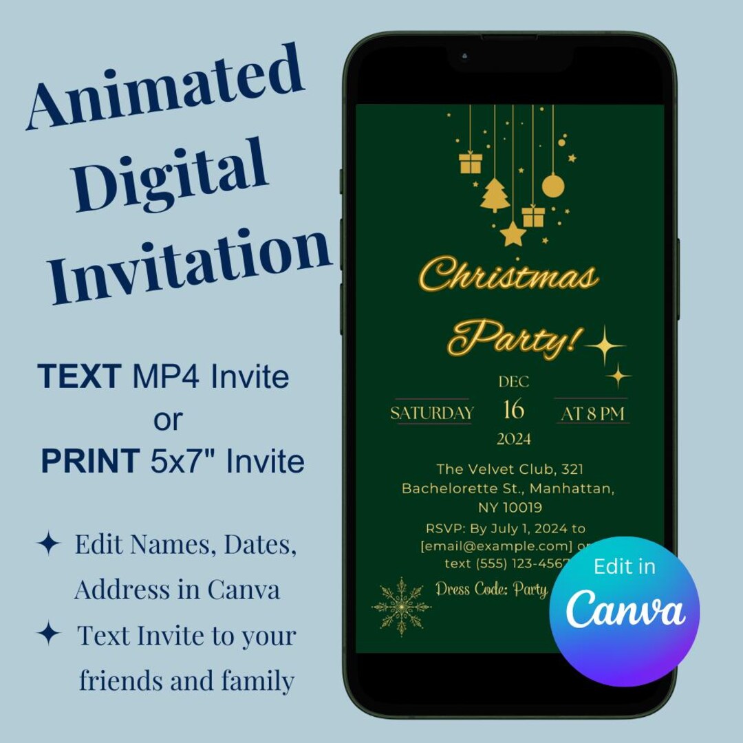 Editable Work Christmas Party Invitation Mobile 5x7 Print Digital ...