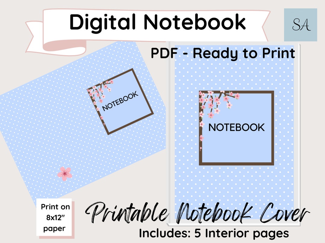 Printable Notebook Cover | Digital Note Cover | Digital Notebook Cover ...