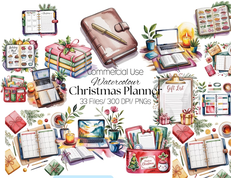 Christmas Clipart Bundle | 444+ Clip Art Watercolor Pngs | Mega ...