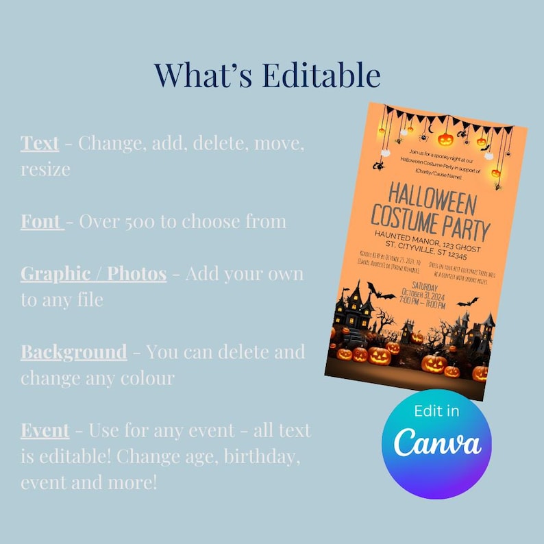 Editable Halloween Costume Party Invitation | Mobile Digital Invite ...