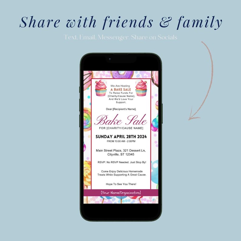 Editable Bake Sale Flyer Invitation Electronic Animated Canva Template ...