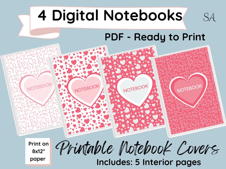 Printable Notebook Covers Digital Note Covers Digital Notebook Cover ...