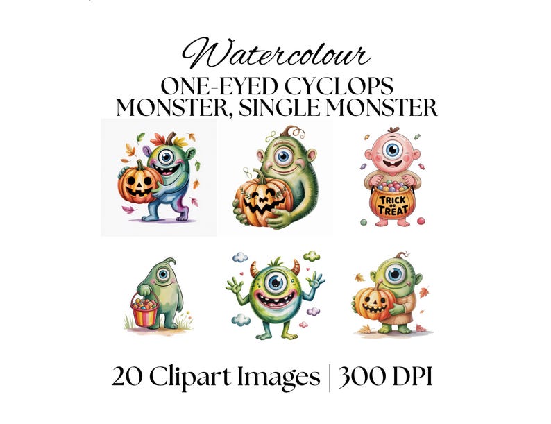 Halloween Cyclops Monster Clipart | Spooky Cartoon PNG (digital ...