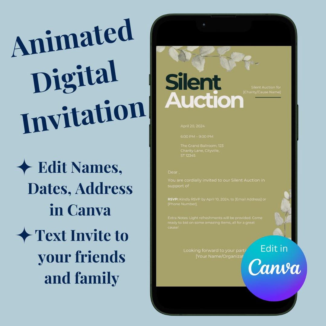Silent Auction Video Invitation: Editable Charity Fundraiser Template ...