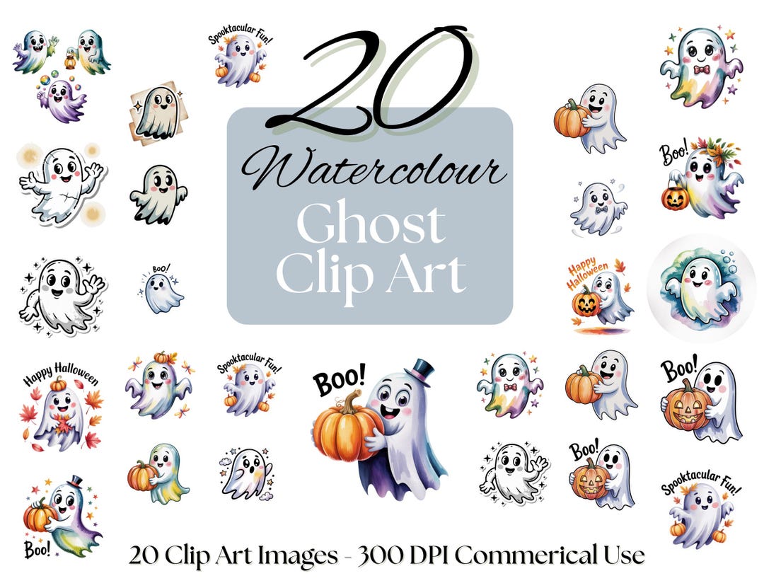 Friendly Ghost Clipart 20 Images Set 2 | Cute Halloween Ghosts PNG ...