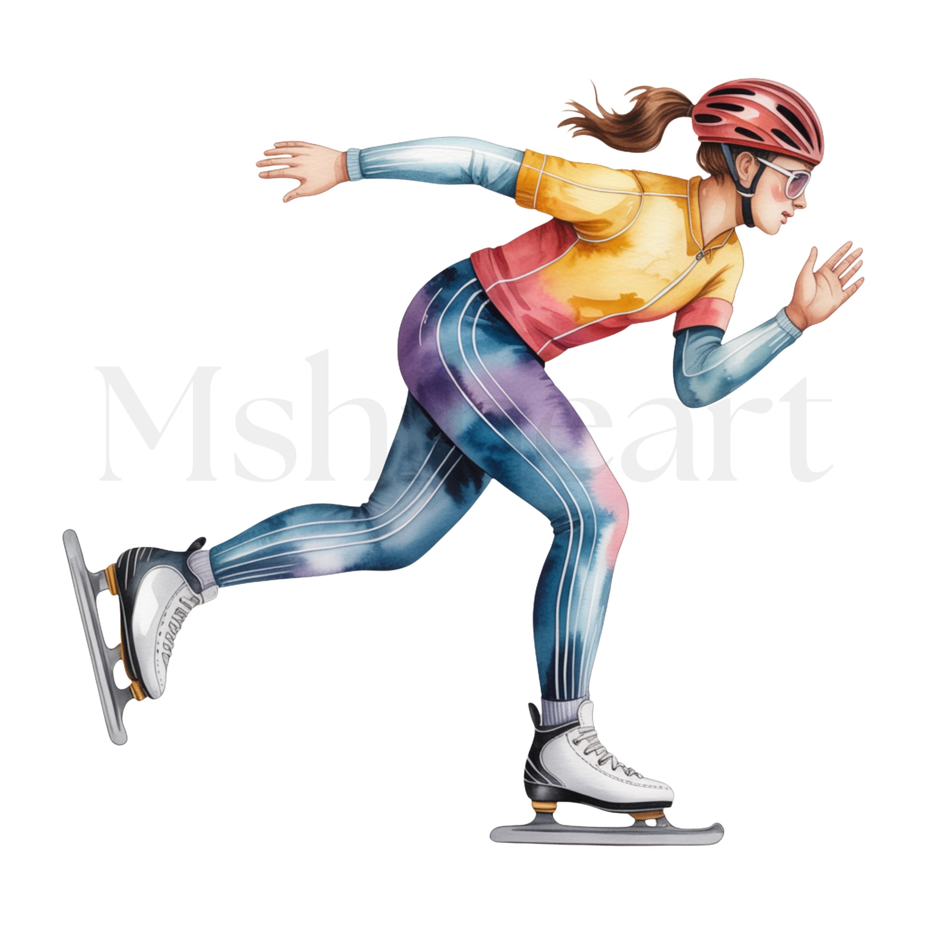 24 Speed Skating Clipart – Speed Skaters, Racing Skates, Aerodynamic ...