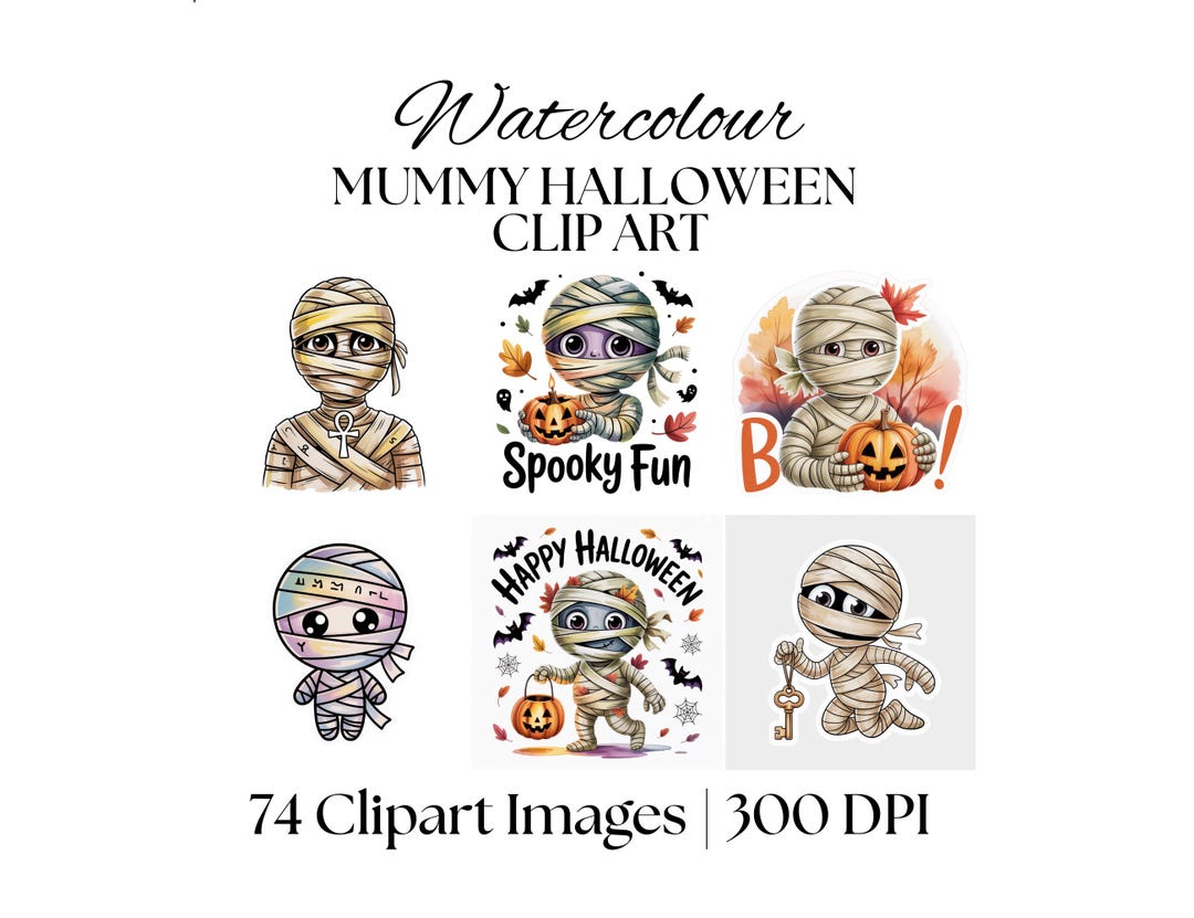 74 Mummy Halloween Clipart | Creepy Cute, Cartoon Scary Cartoon Mummy ...
