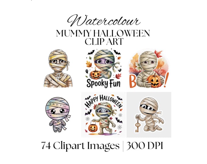 Halloween Mummy Clipart: Pumpkin & Flowers (digital Download) - Etsy Canada