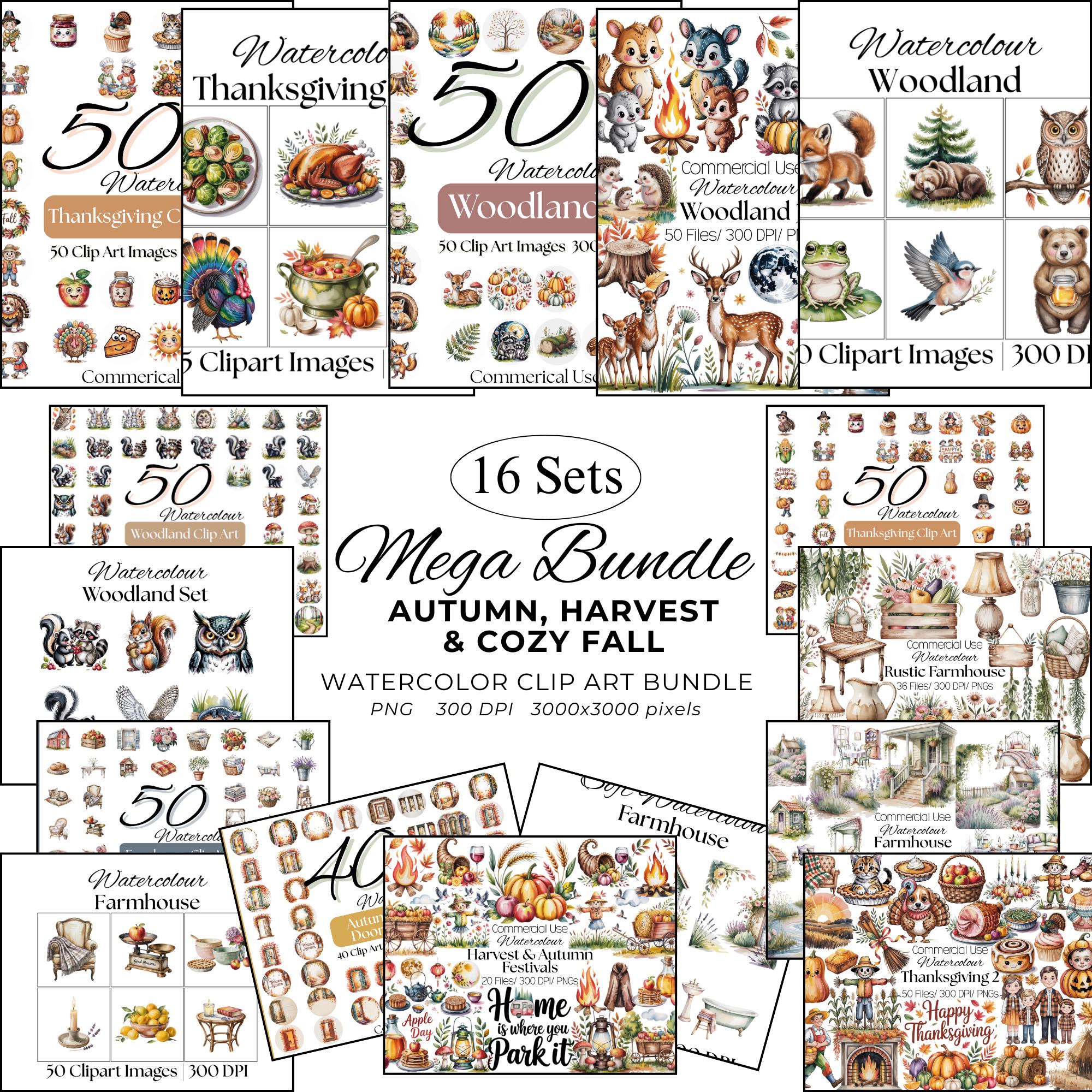 Autumn, Harvest & Cozy Fall Mega Bundle, Thanksgiving Farmhouse ...