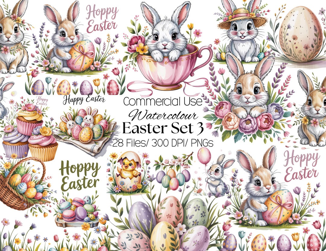 28 Watercolour Easter Clip Art Set 3 - MSHIHEART - Etsy