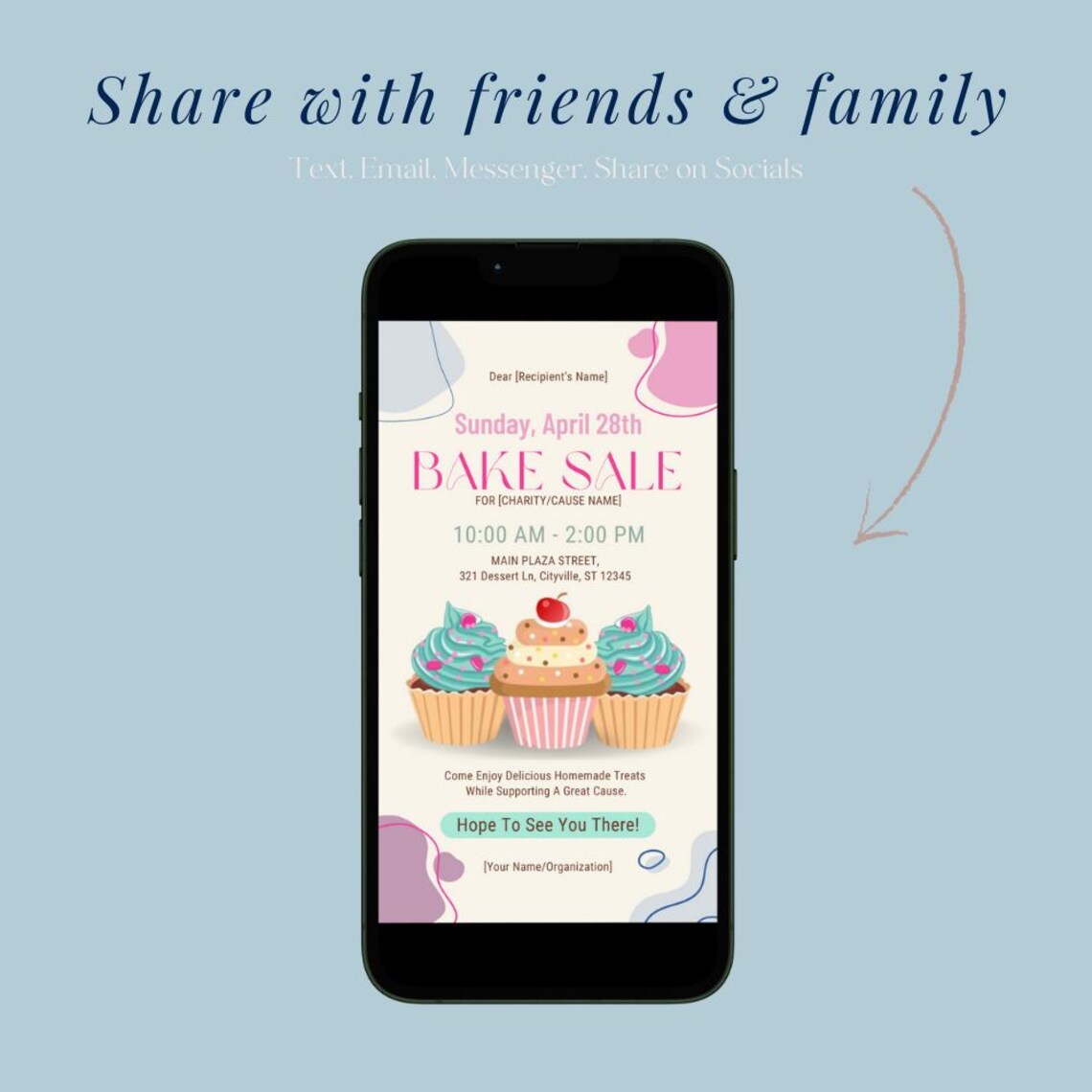 Editable Bake Sale Flyer Invitation Electronic Animated Canva Template ...