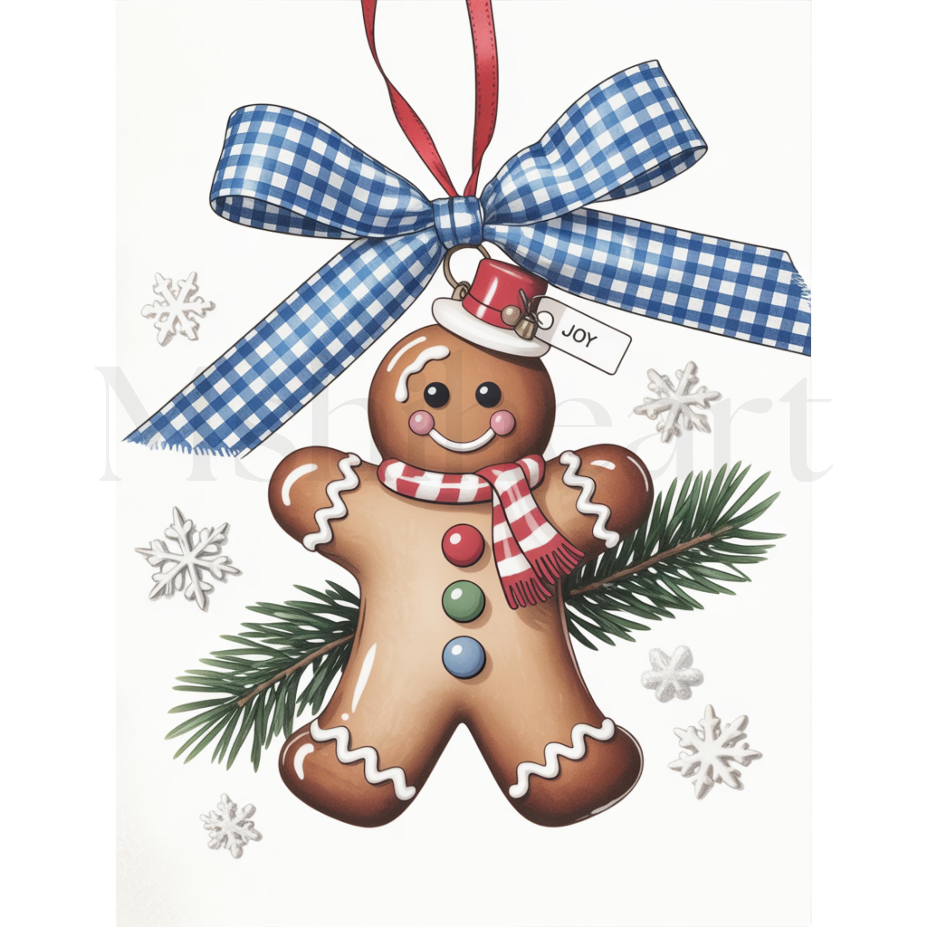 Blue Gingham Christmas Clipart Bundle – Cottagecore Holiday PNG ...