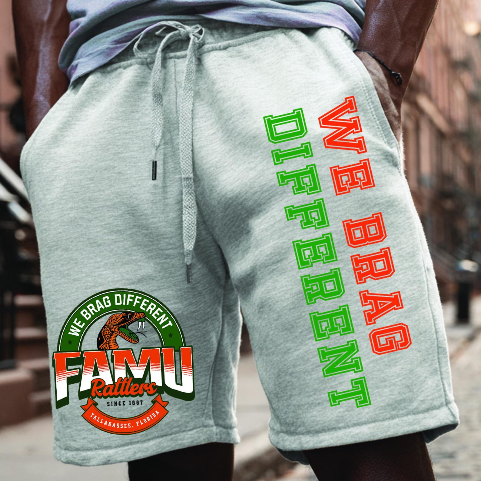 FAMU "we Brag Different" (gray Heather Shorts) - HBCU Activewear ...