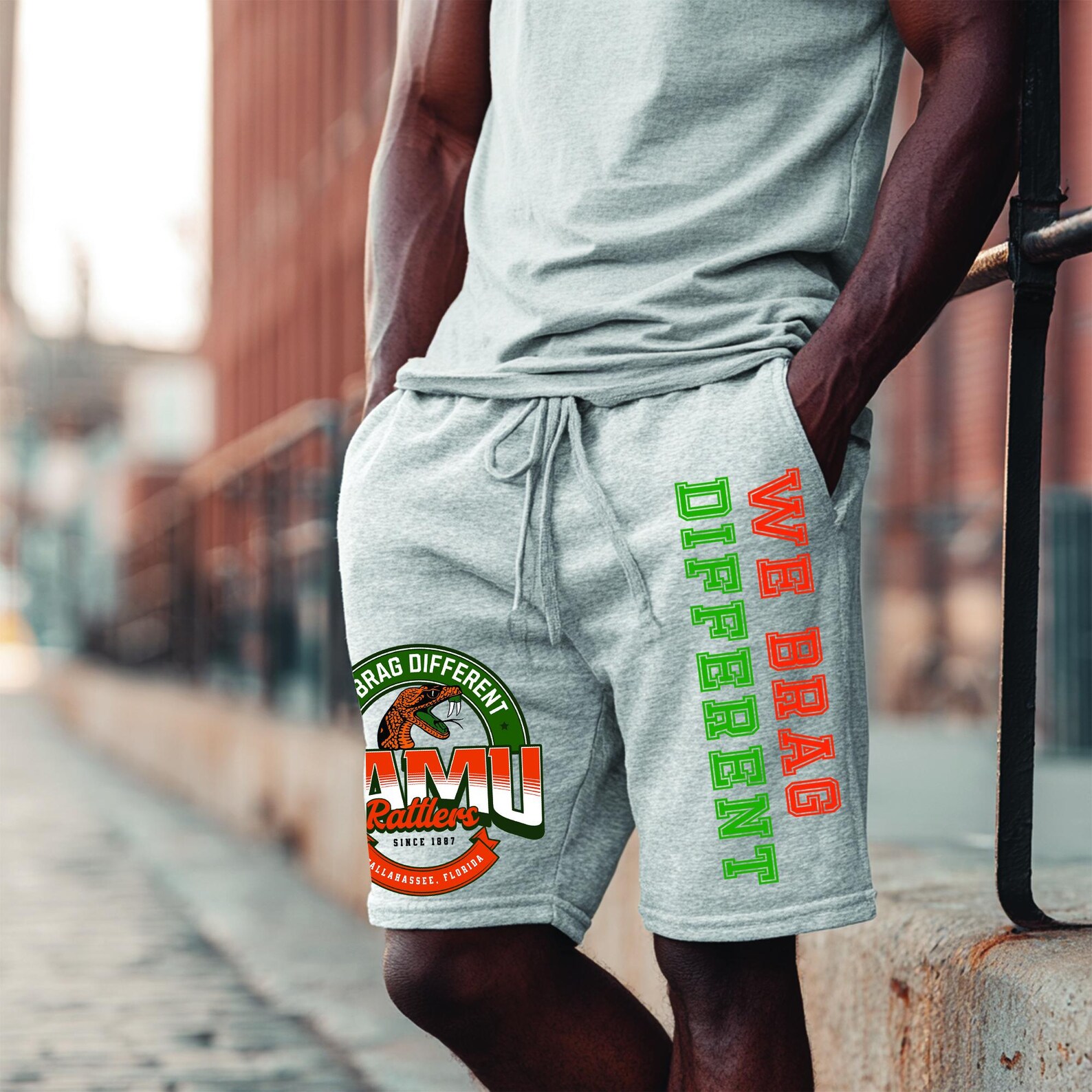 FAMU "we Brag Different" (gray Heather Shorts) - HBCU Activewear ...