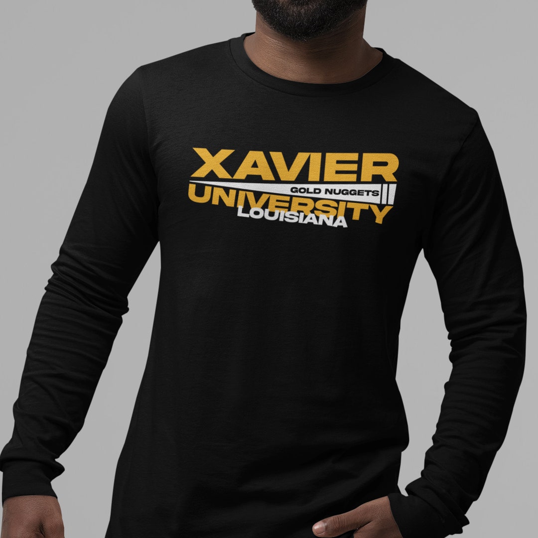 Xavier Flag Ed. long Sleeve Vintage Xavier Gold Nuggets Apparel, Xavier ...