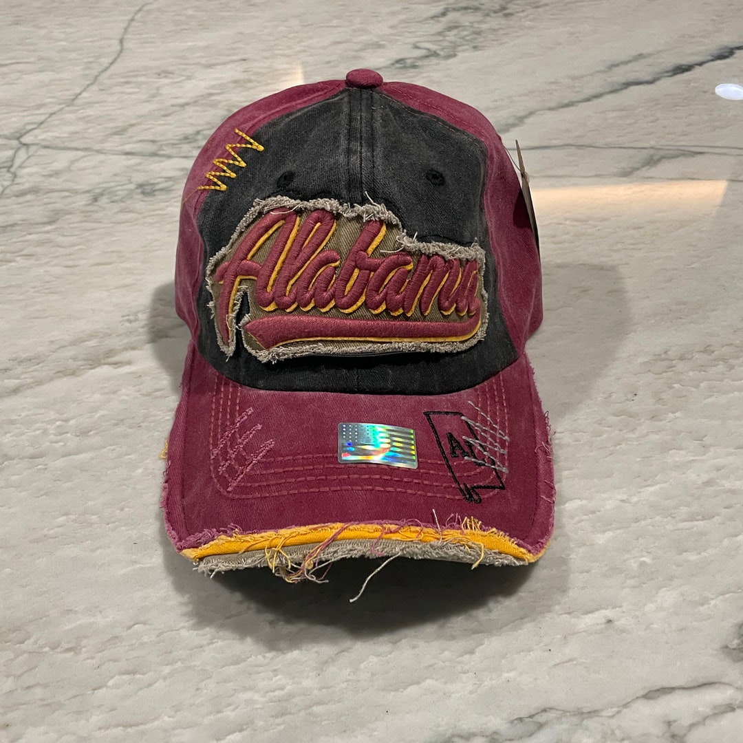 Alabama (distressed Embroidered Cap) - University Alabama Hats, Crimson ...
