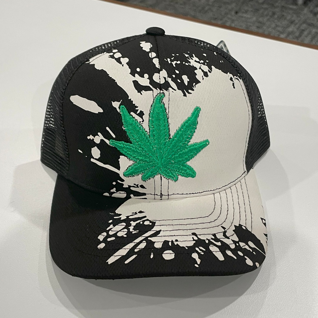 Weed Paint Splatter 420 (black/white Embroidered Cap) - Weed Caps ...
