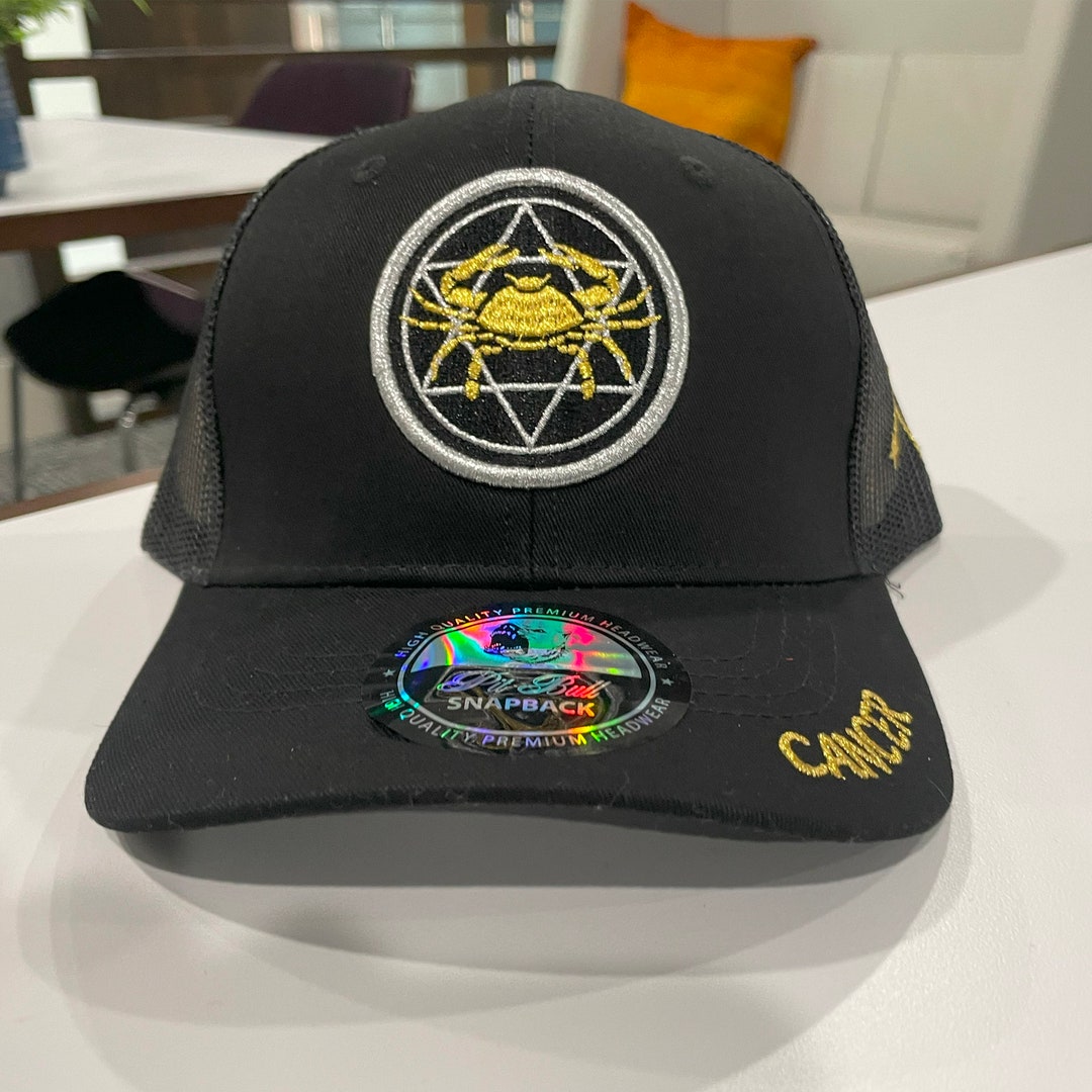 Cancer gold Embroidered Cap Birthday Zodiac Caps, Leo, Gemini, Scorpio ...