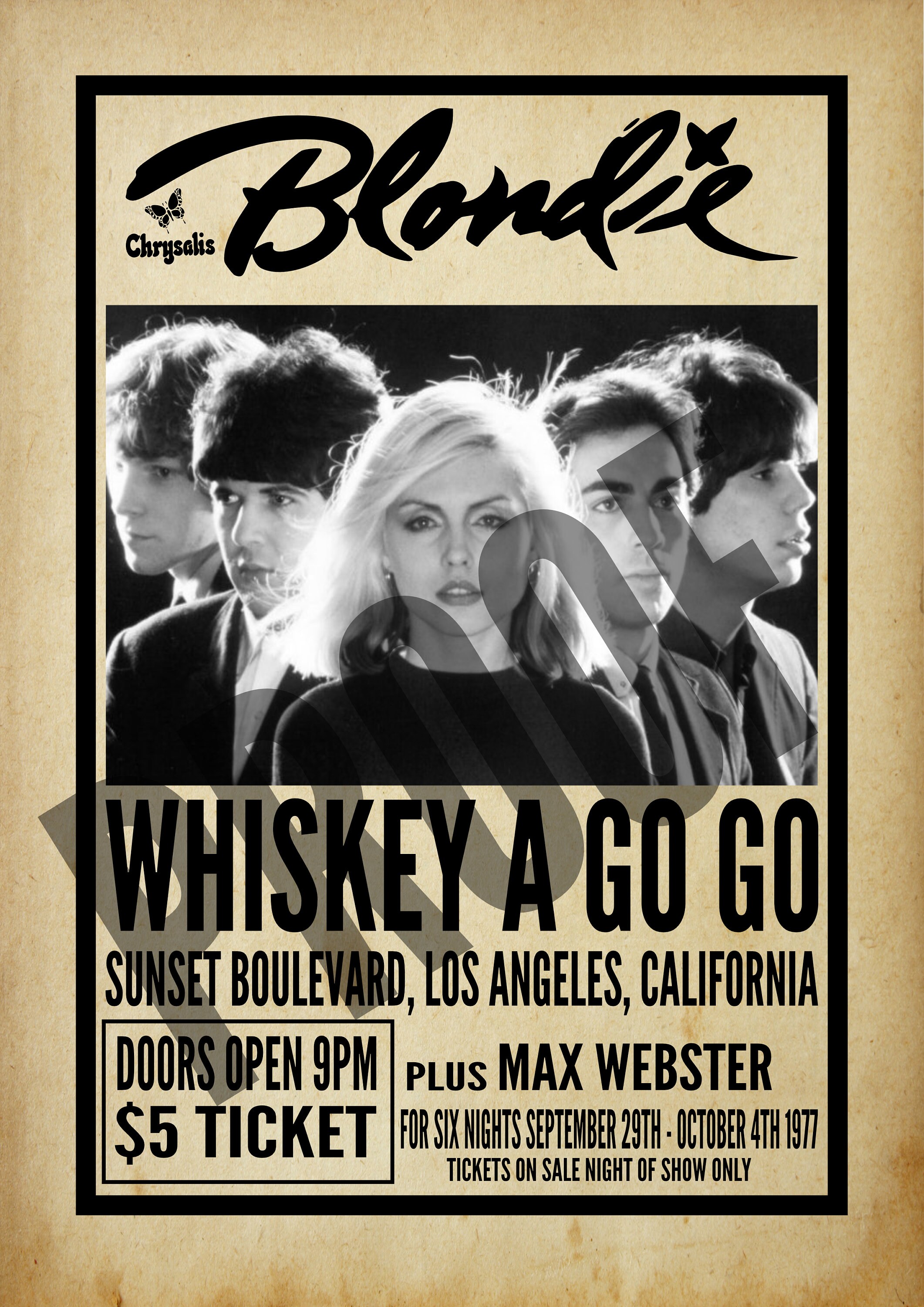 BLONDIE Re-imagined Whiskey A Go Go 1977 Tour Poster A3 and A4 Png, Pdf ...