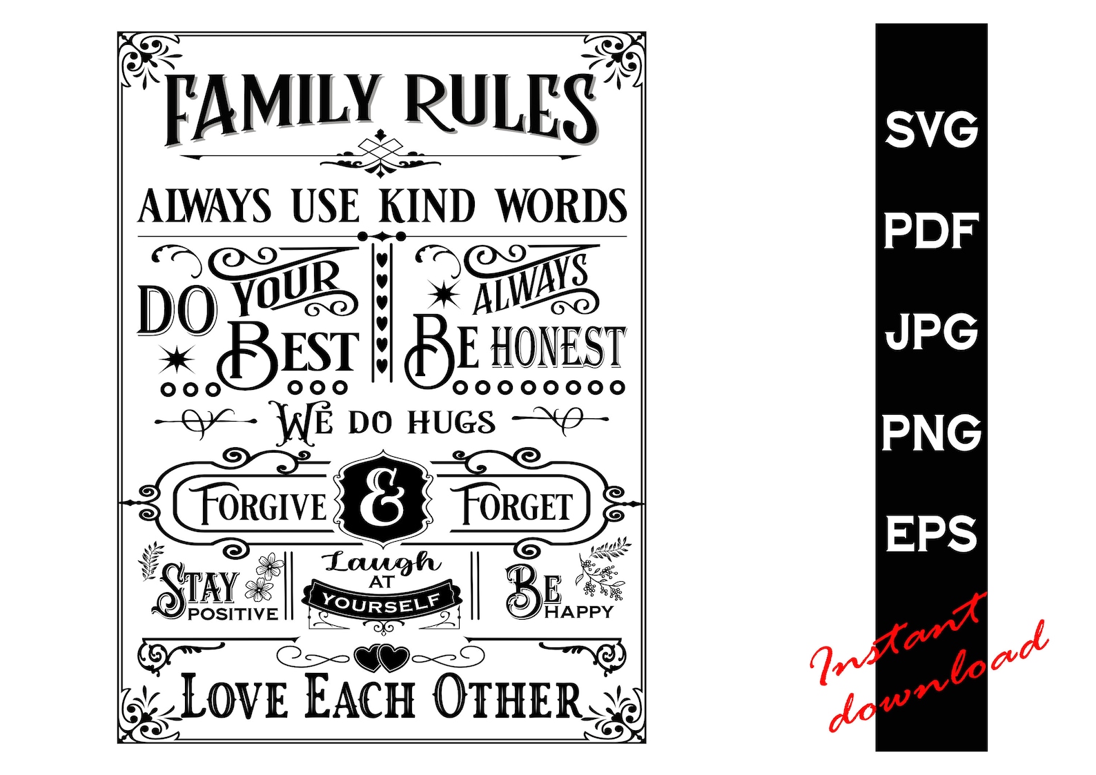 Family Rules SVG, House Rules Poster Svg, Welcome to Our House Svg ...