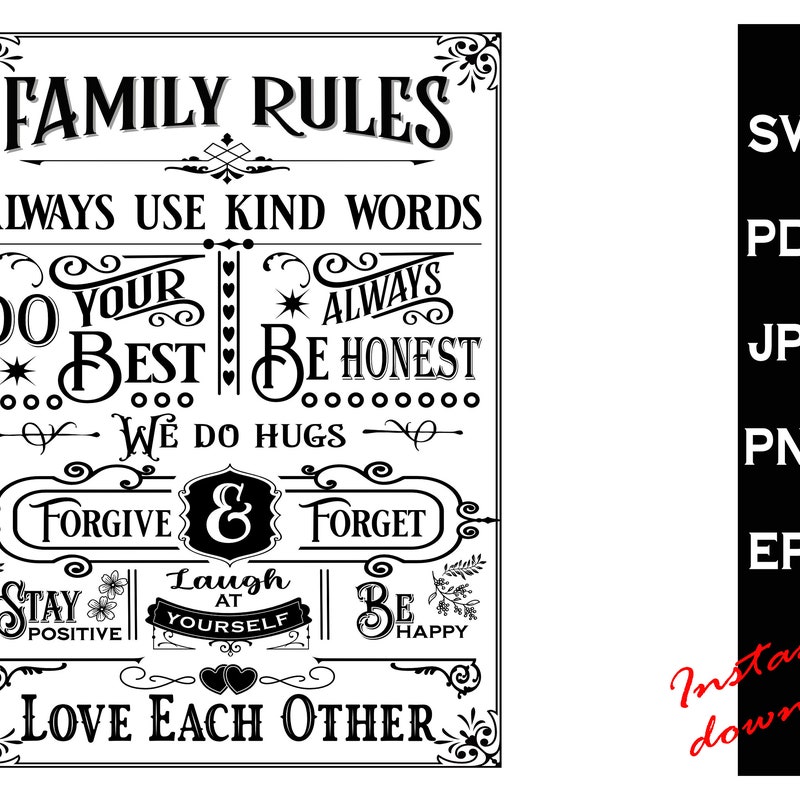 Family Rules Svg - Etsy