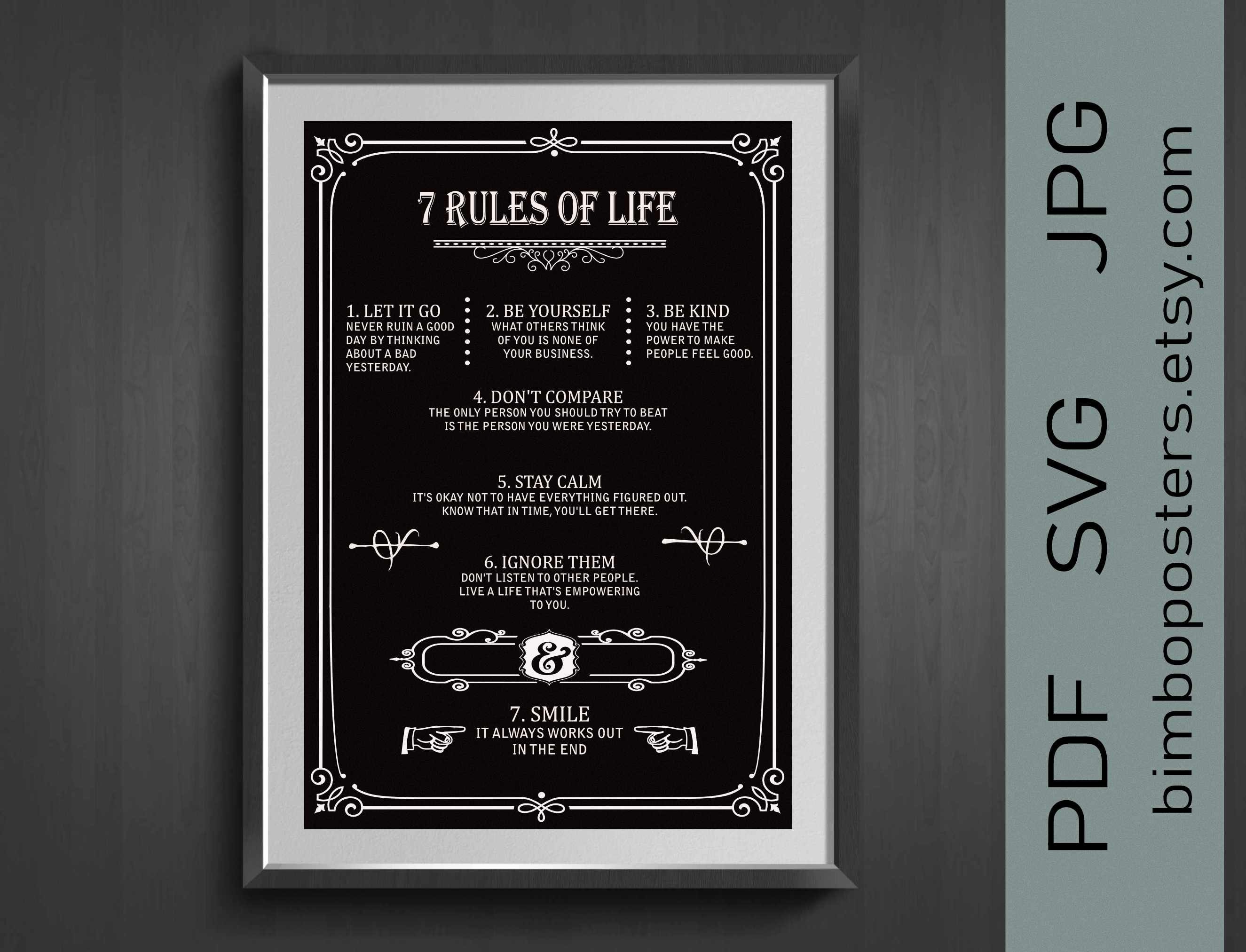 7 Rules of Life, Motivational Wall Art (digital Download) - Etsy