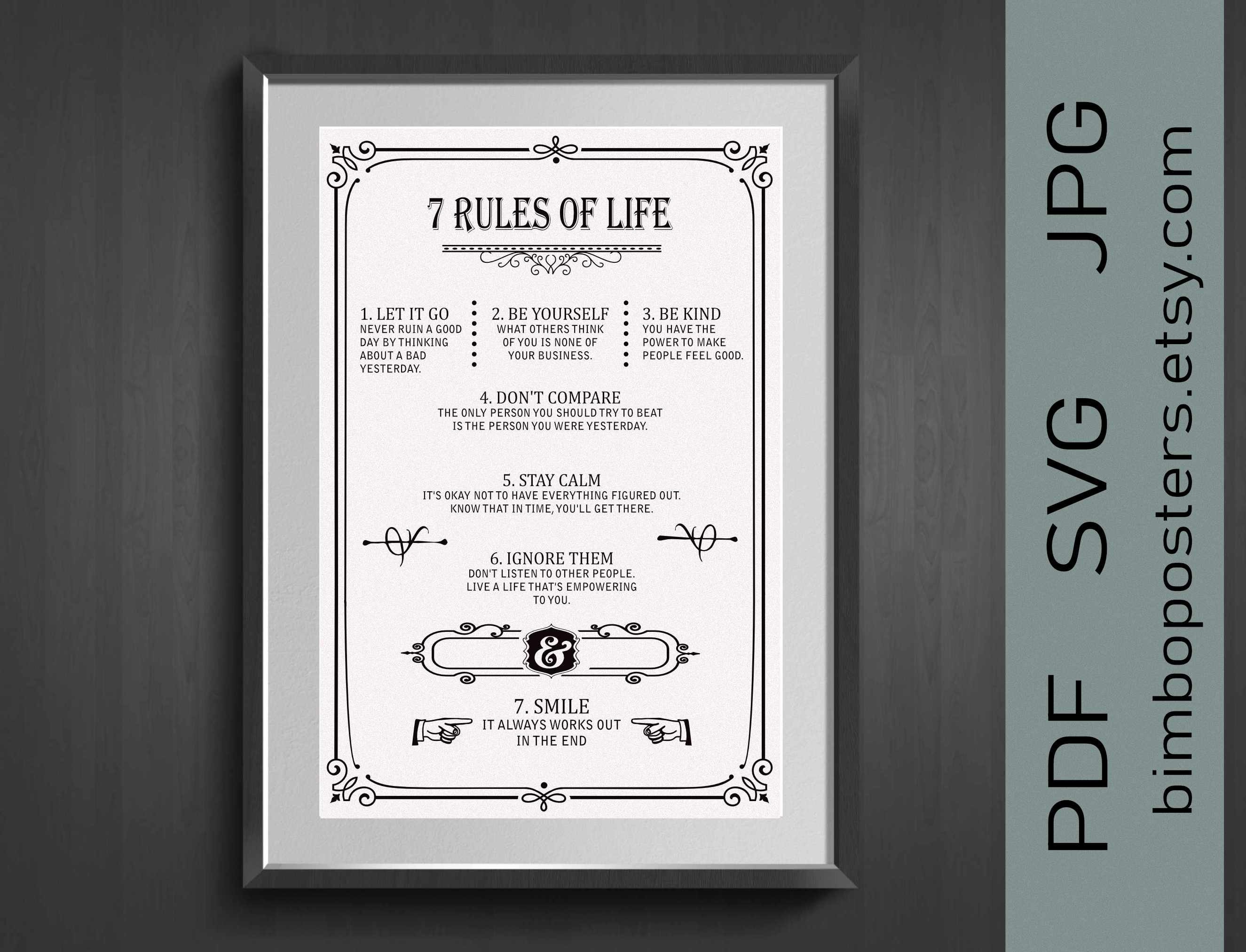 7 Rules of Life, Motivational Wall Art (digital Download) - Etsy