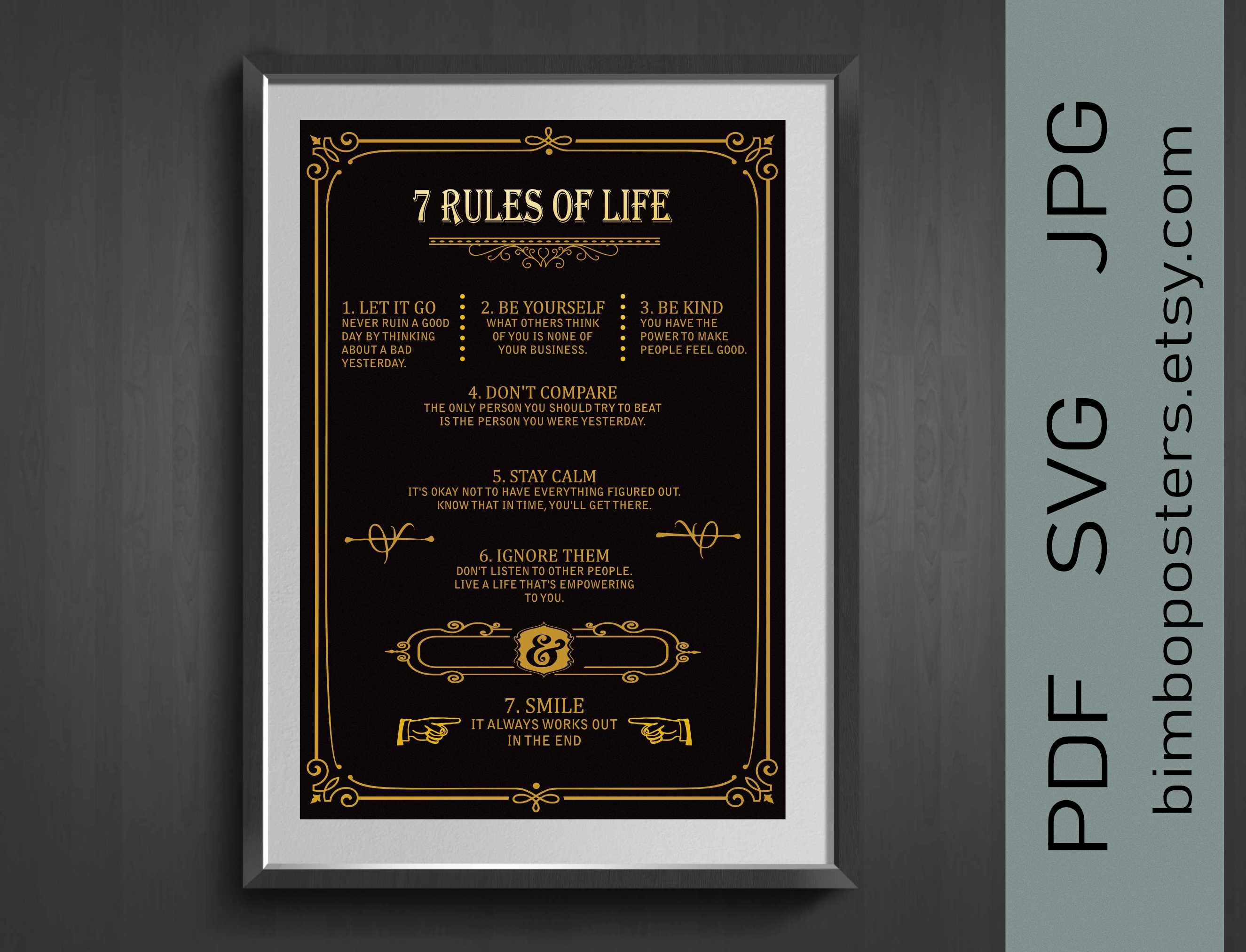 7 Rules of Life Svg, 7 Rules of Life Motiviational, 7 Rules of Life ...