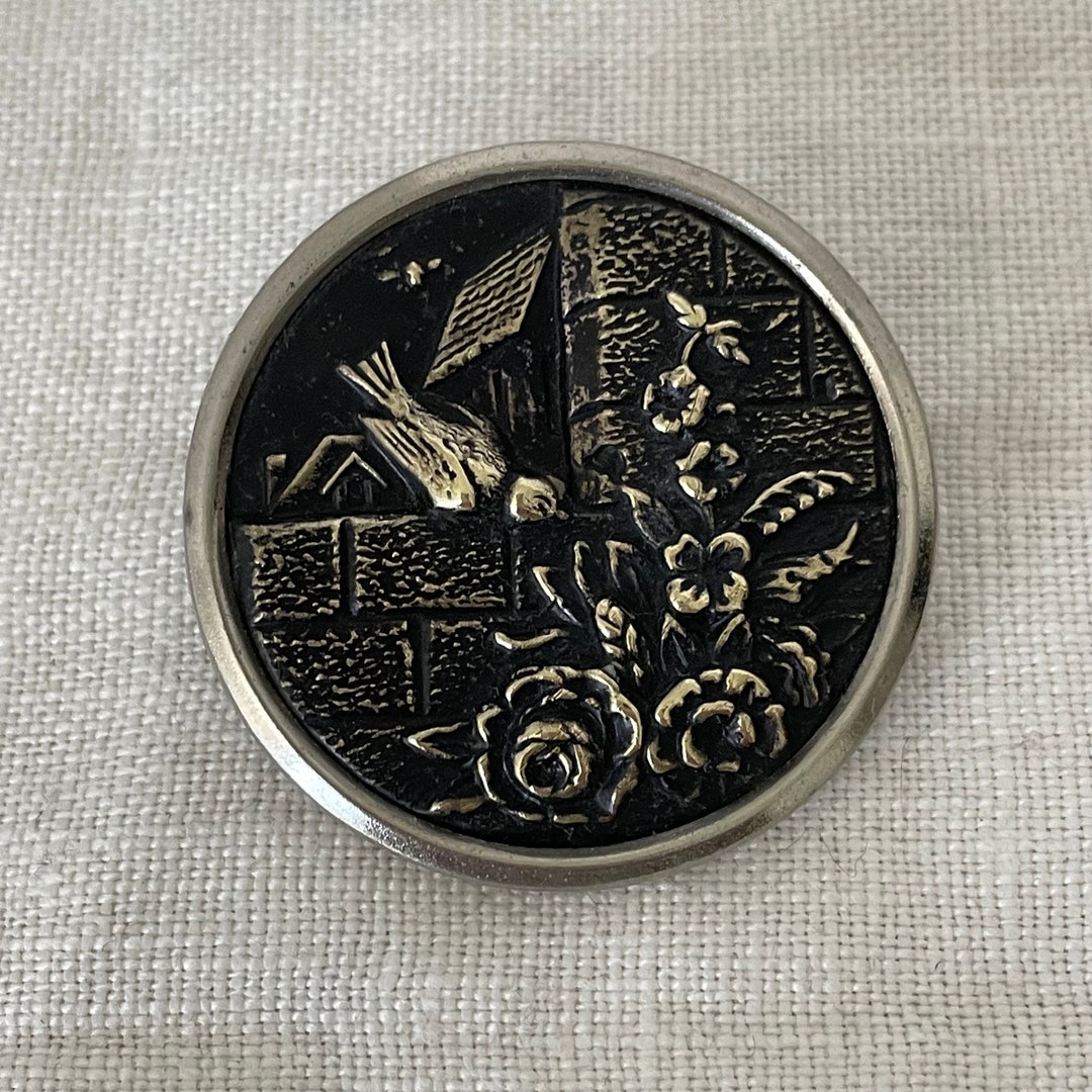Large Vintage Bird Button - Etsy