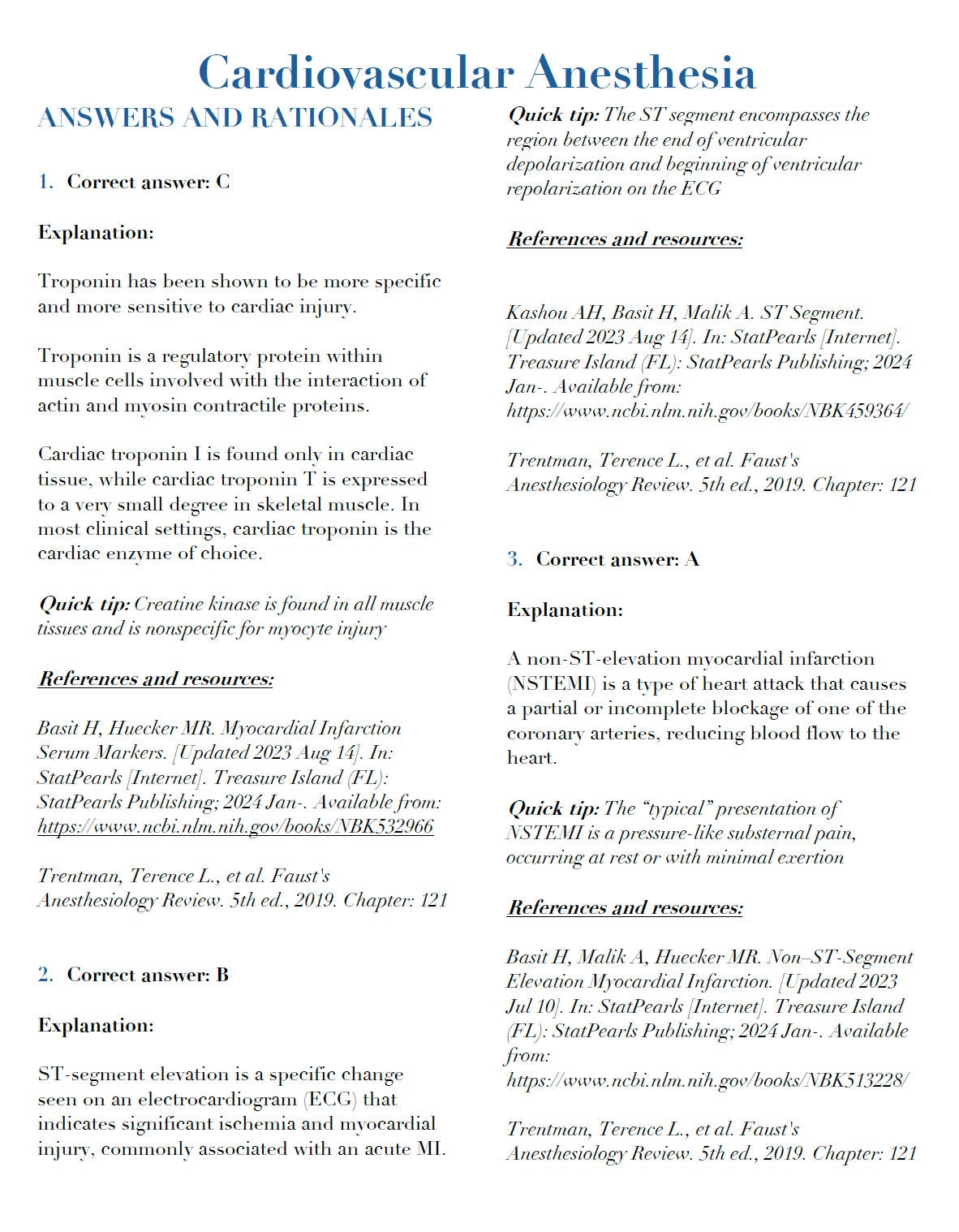 Cardiovascular Anesthesia Questions - Etsy