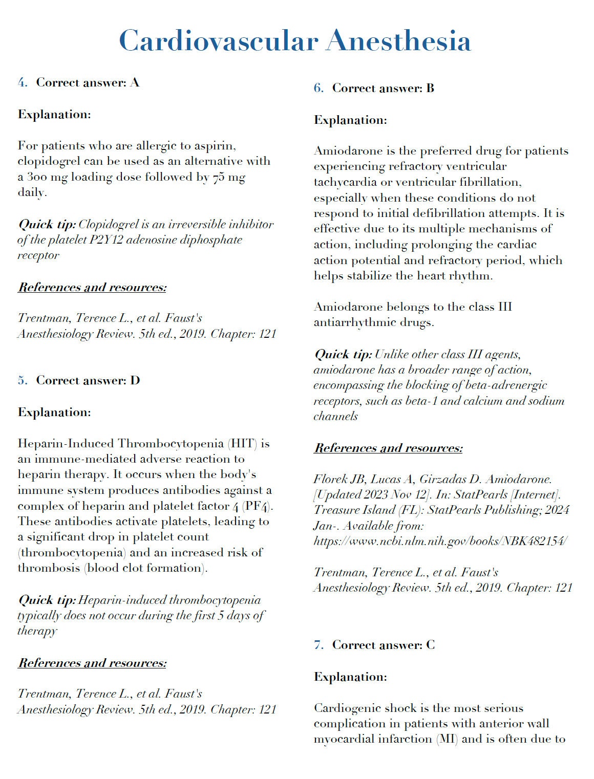 Cardiovascular Anesthesia Questions - Etsy