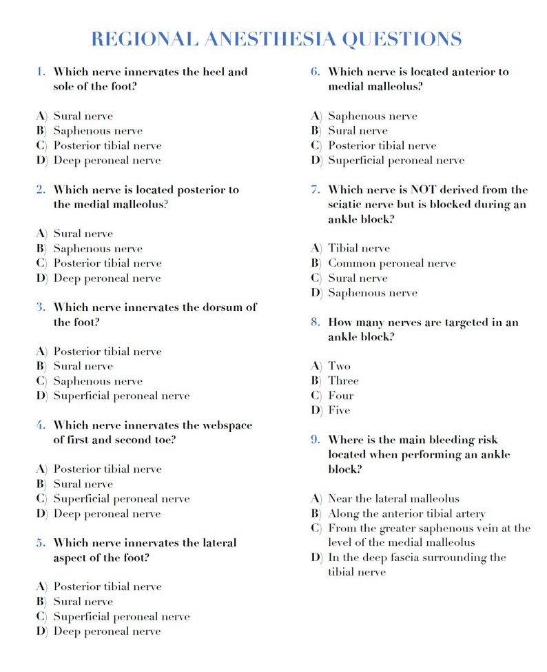 Regional Anesthesia Questions - Etsy