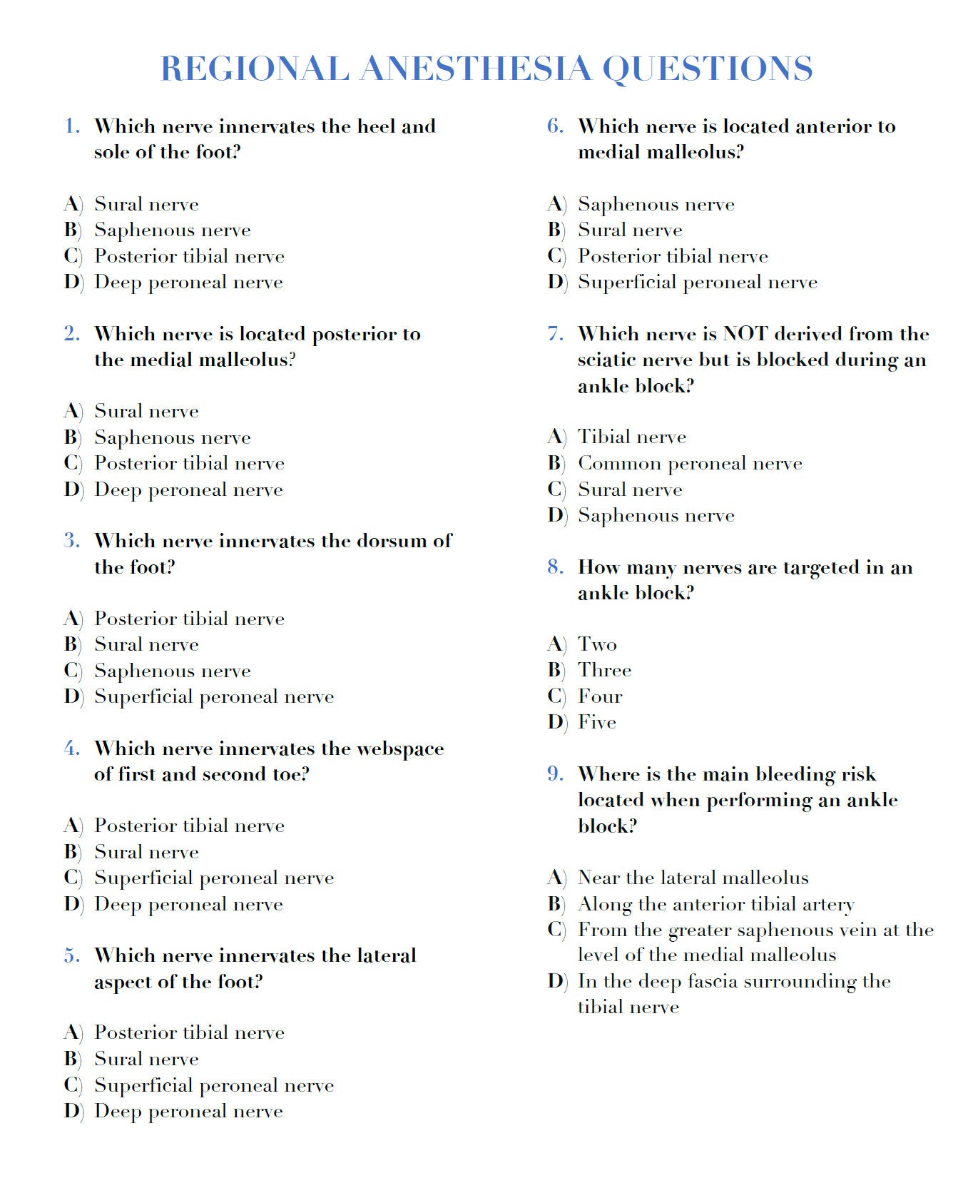 Regional Anesthesia Questions - Etsy